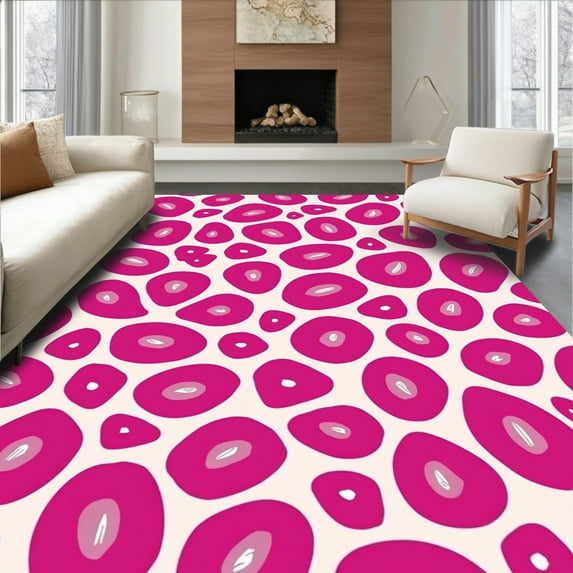 Flatwoven High Traffic Area Rug, Dynamic Pink Cheetah Motif with ...