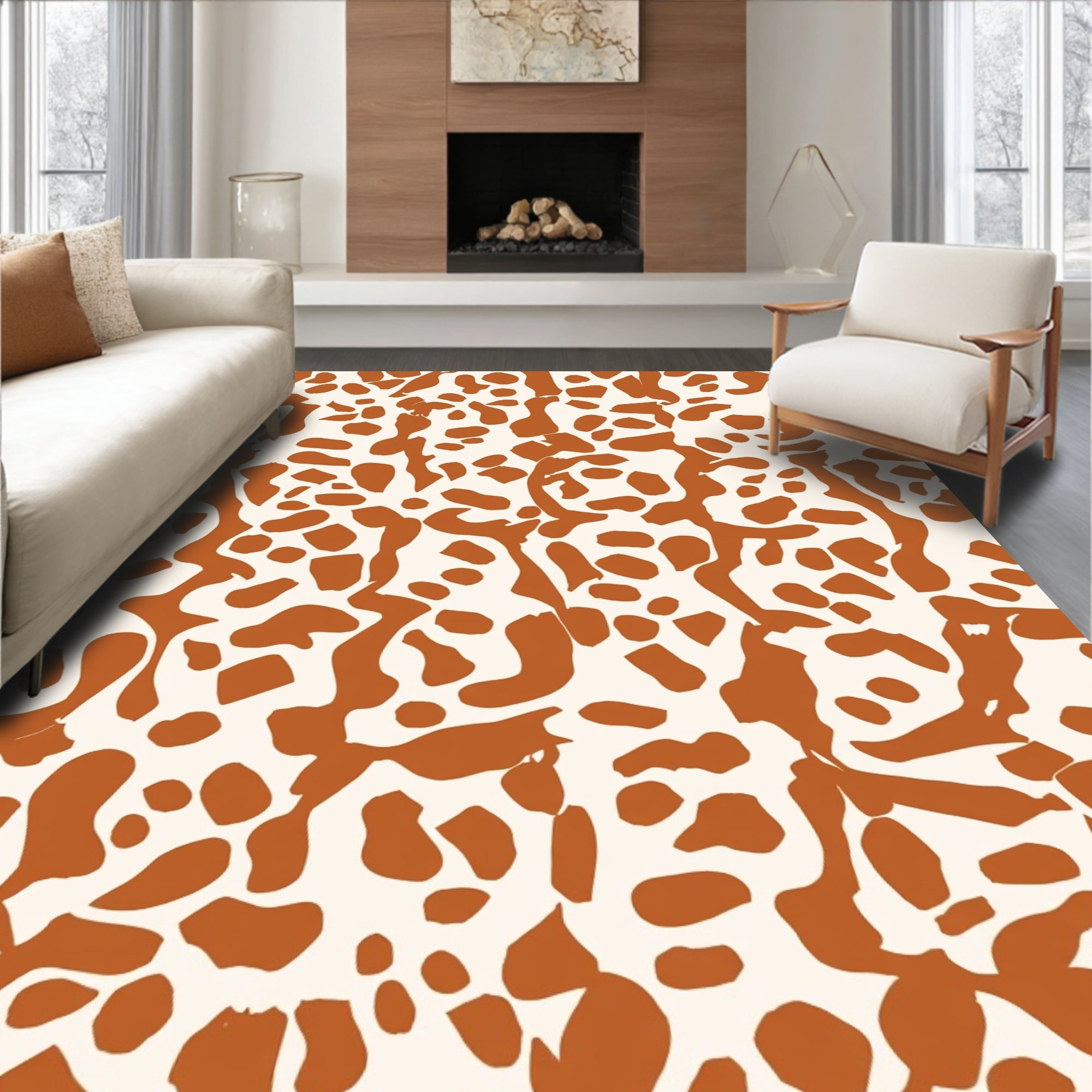 ODIKA 3'x5' Machine Washable Non-Slip Area Rug, Earth Toned ...