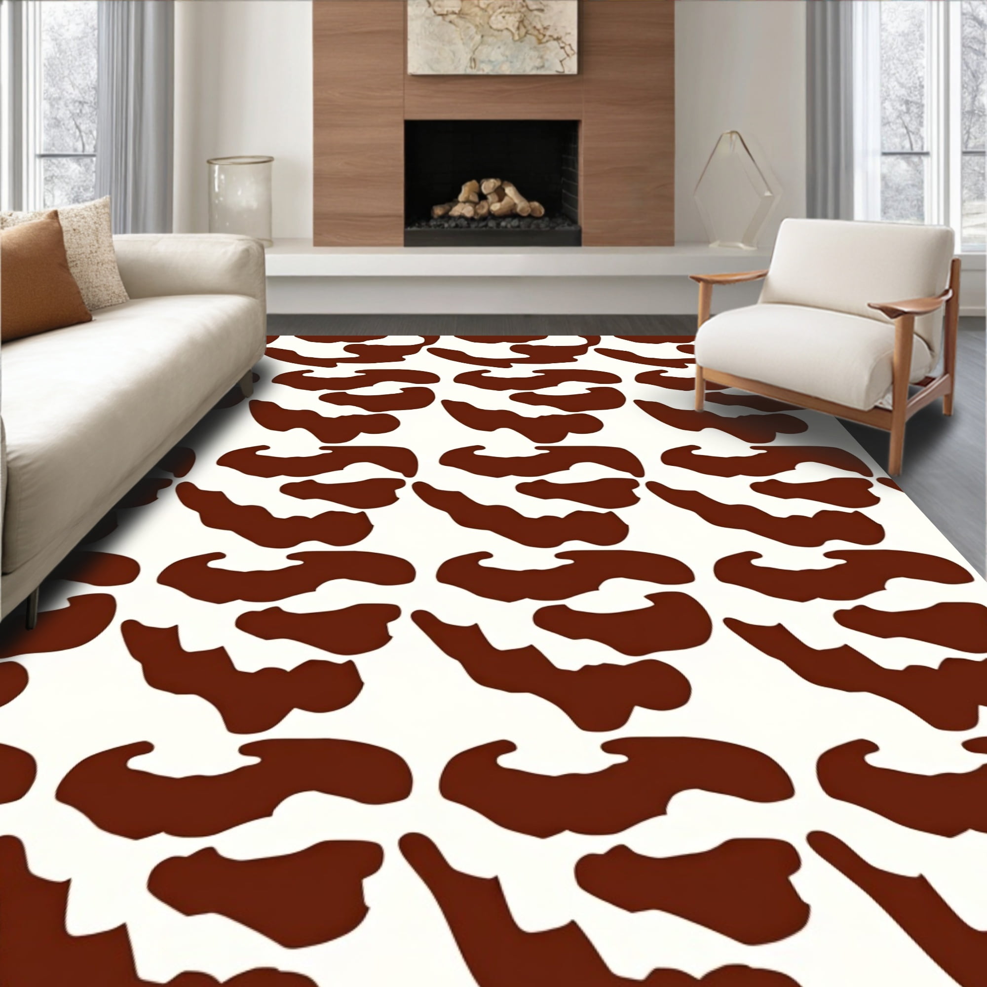 Flatwoven High Traffic Area Rug, Earth Toned Interlocking Spotted ...