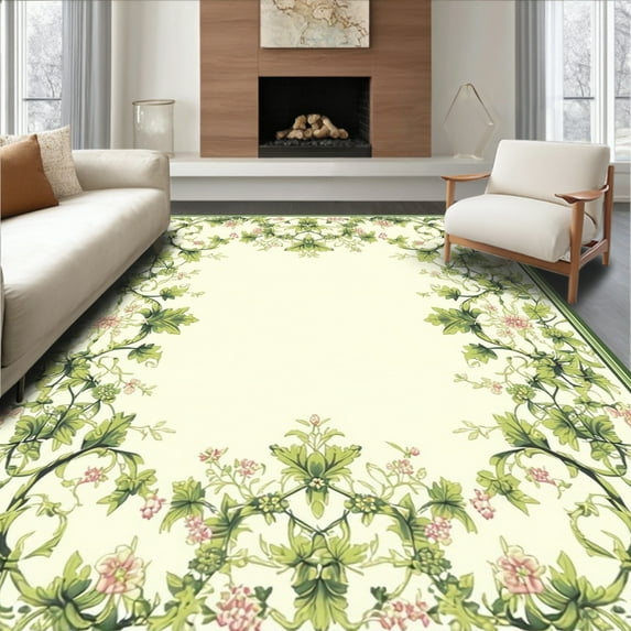 Flatwoven High Traffic Area Rug, Elegant Chateau Garden Trellis With ...