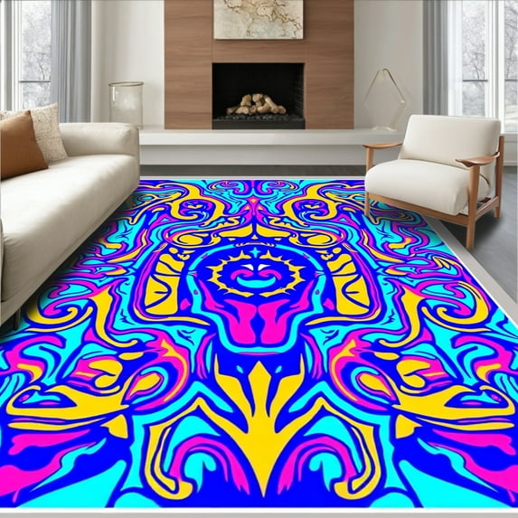 Flatwoven High Traffic Area Rug, Elegant Cheetah Design with Swirling ...