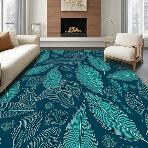 Flatwoven High Traffic Area Rug, Elegant Feathered Accent Wild Animal ...