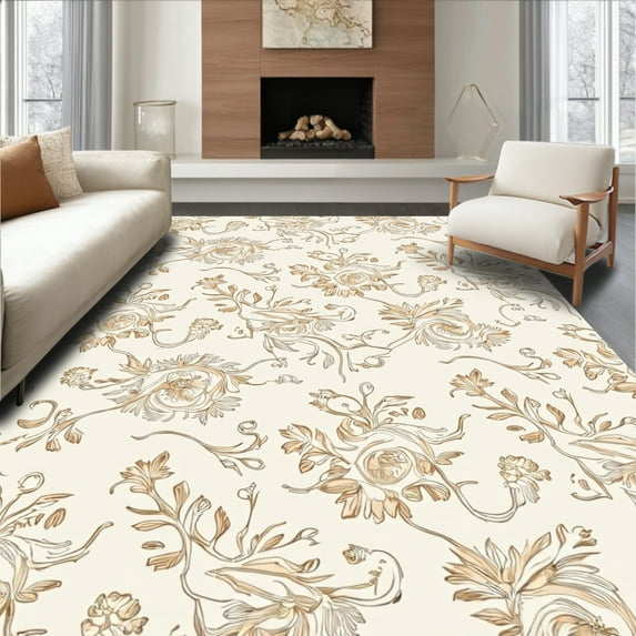 Flatwoven High Traffic Area Rug, Elegant Floral Botanical Heritage ...