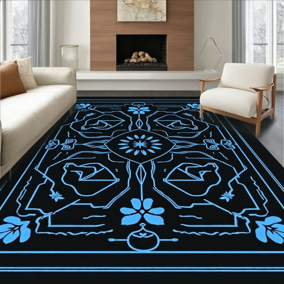 Flatwoven High Traffic Area Rug, Elegant Floral Design with Dynamic ...