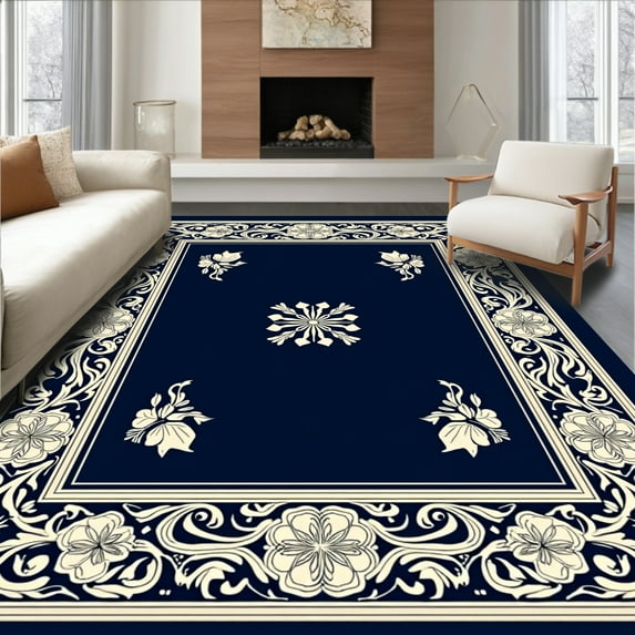 ODIKA 5'x7' Machine Washable Non-Slip Area Rug, Elegant Floral ...