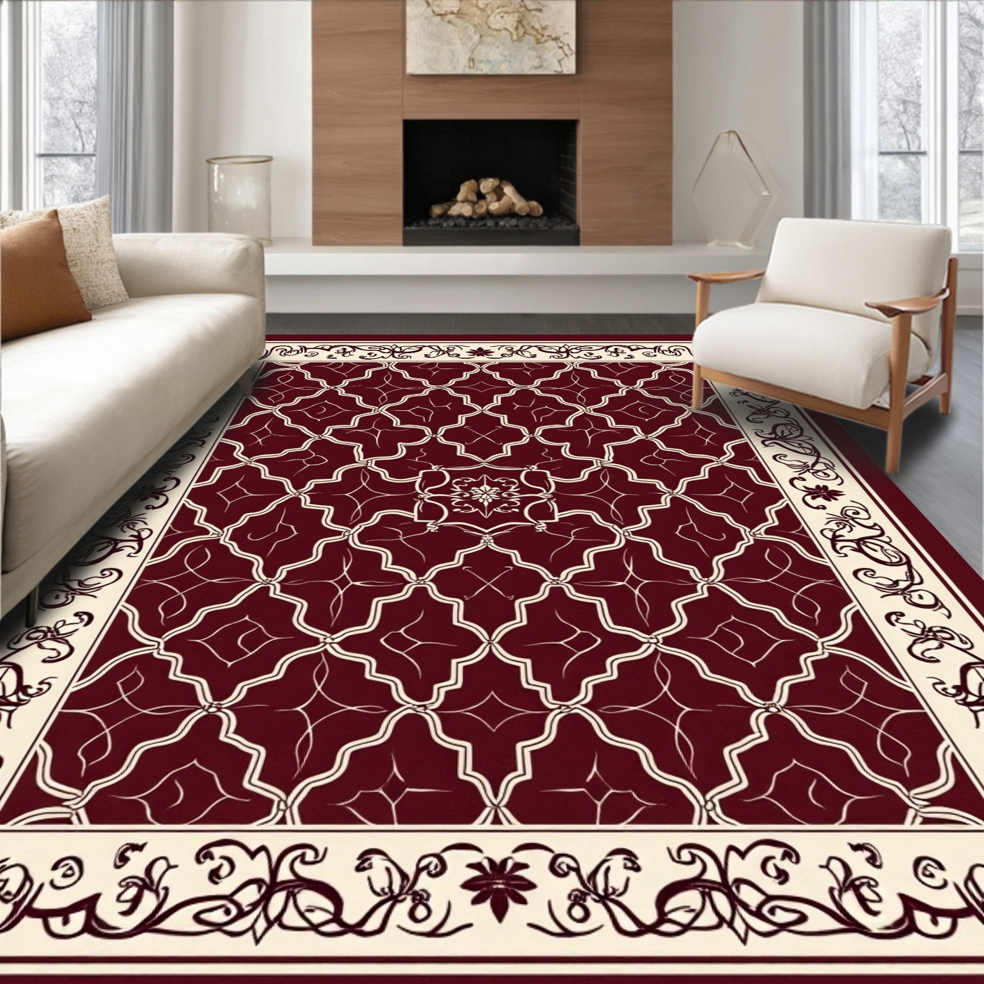 ODIKA 6' Machine Washable Non-Slip Area Rug, Elegant Intertwined High ...