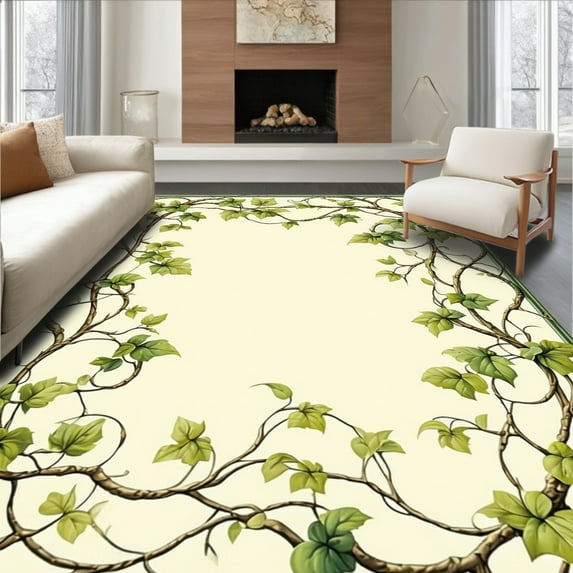 ODIKA 2'x3' Machine Washable Non-Slip Area Rug, Elegant Ivy Scrollwork ...