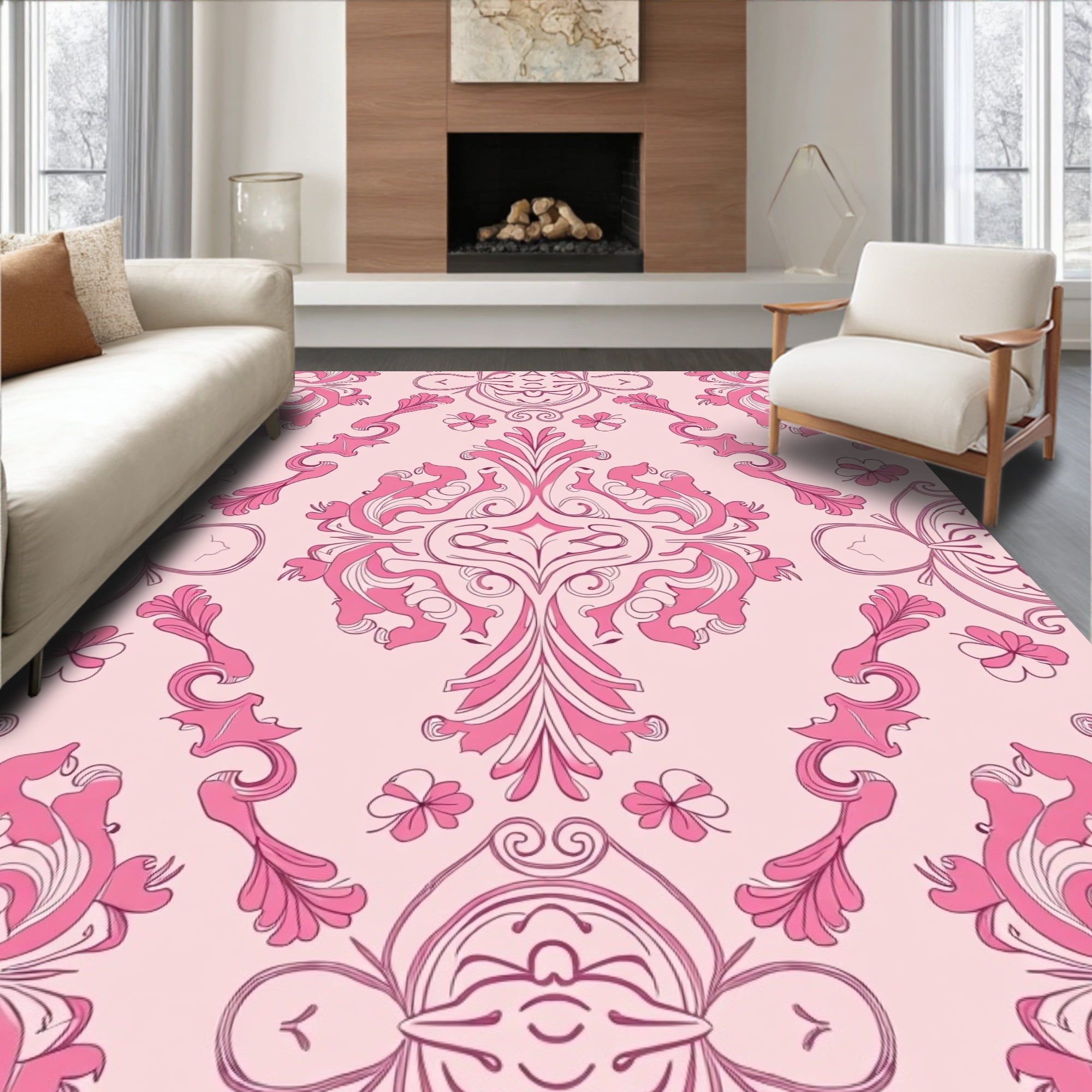 Flatwoven High Traffic Area Rug, Elegant Medallion Swirl With Ornate ...
