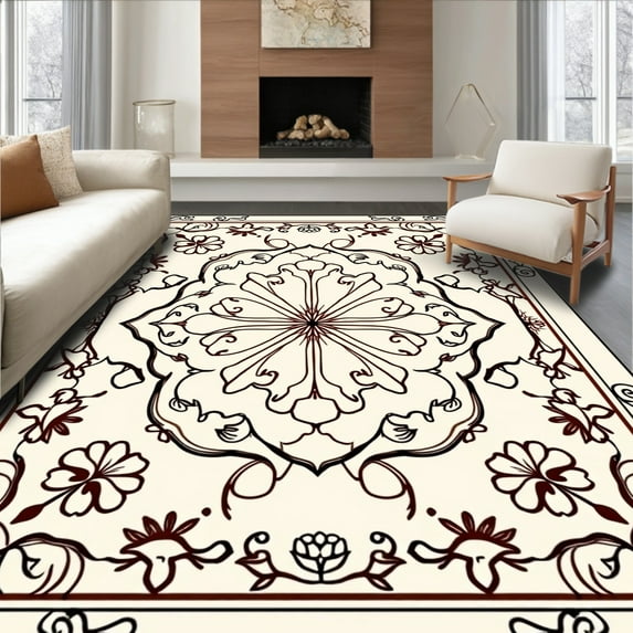 Flatwoven High Traffic Area Rug, Elegant Oriental Geometric & Floral ...