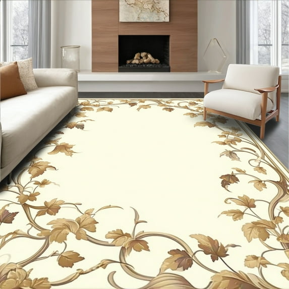 Flatwoven High Traffic Area Rug, Elegant Scrollwork Border Featuring ...