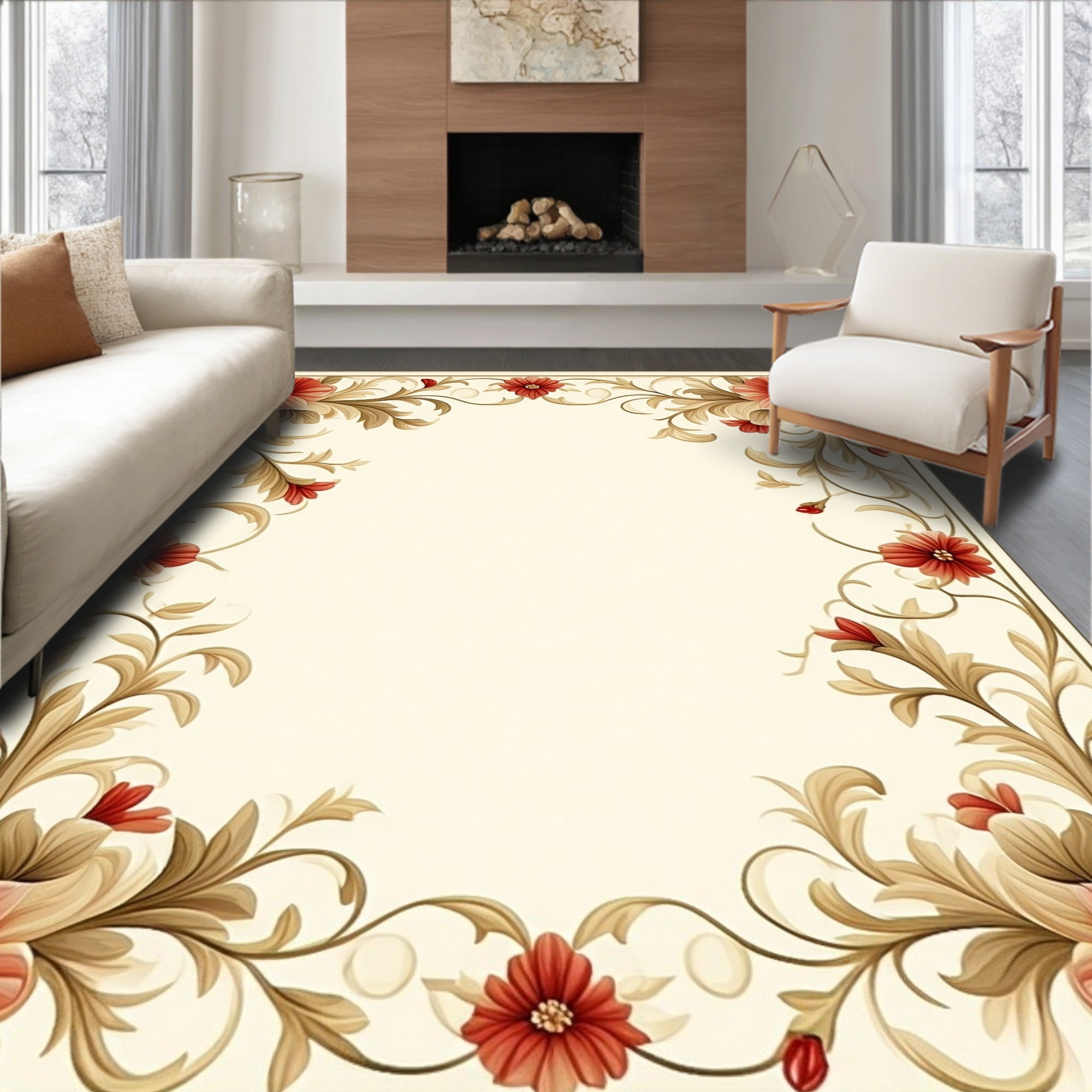 Flatwoven High Traffic Area Rug, Elegant Scrollwork Design Featuring ...