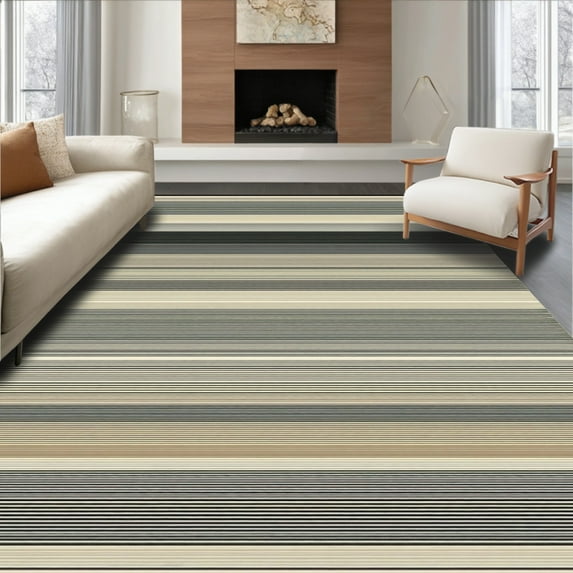 Flatwoven High Traffic Area Rug, Elegant Striped Linear with ...