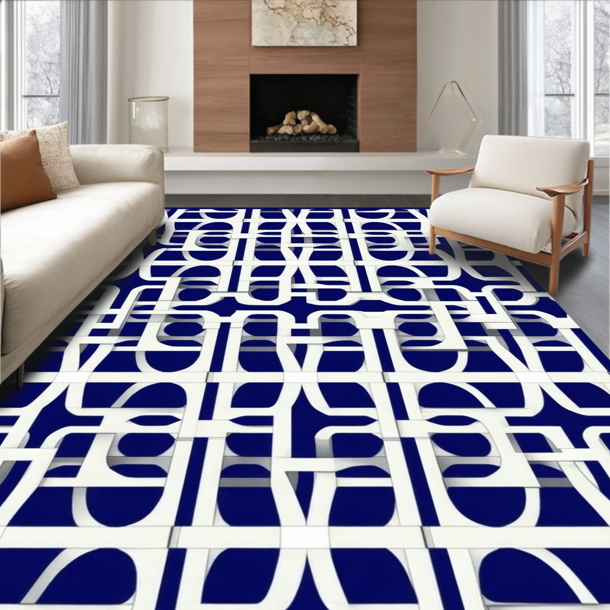 Flatwoven High Traffic Area Rug, Elegant Trellis Runner with ...