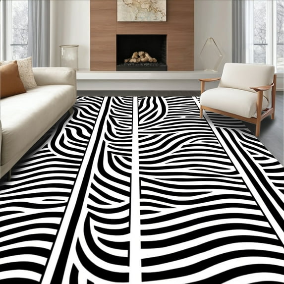 Flatwoven High Traffic Area Rug, Elegant Zebra Modern Decor, Non Slip ...
