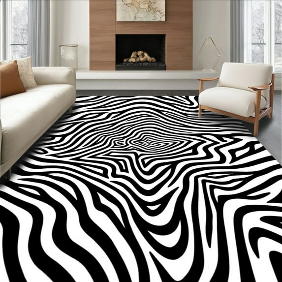 Flatwoven High Traffic Area Rug, Elegant Zebra Striped Area with ...