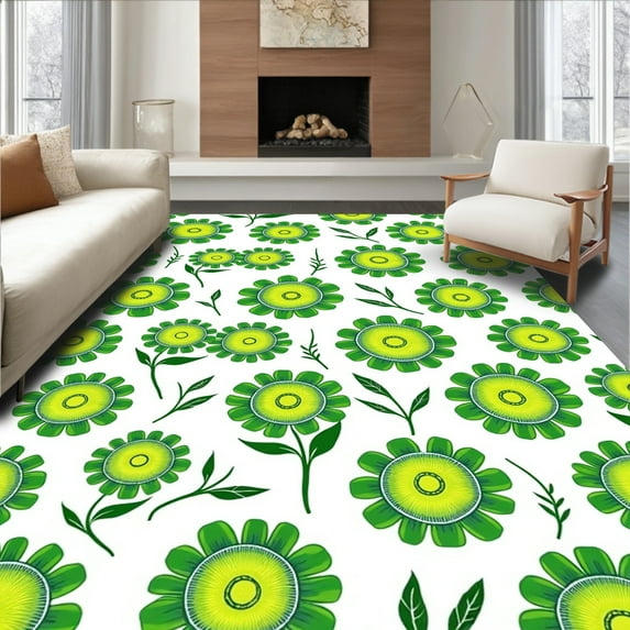Flatwoven High Traffic Area Rug, Emerald Isle Interlocking Floral Small ...