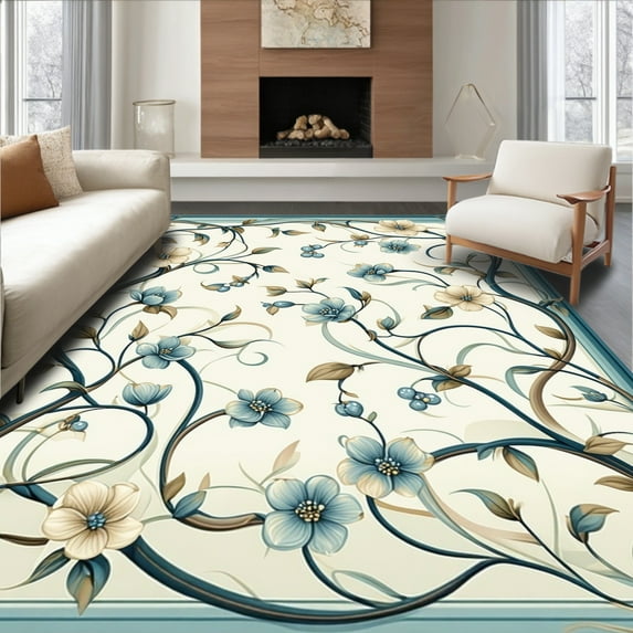 Flatwoven High Traffic Area Rug, Enchanted Arbor Blooms with Art ...