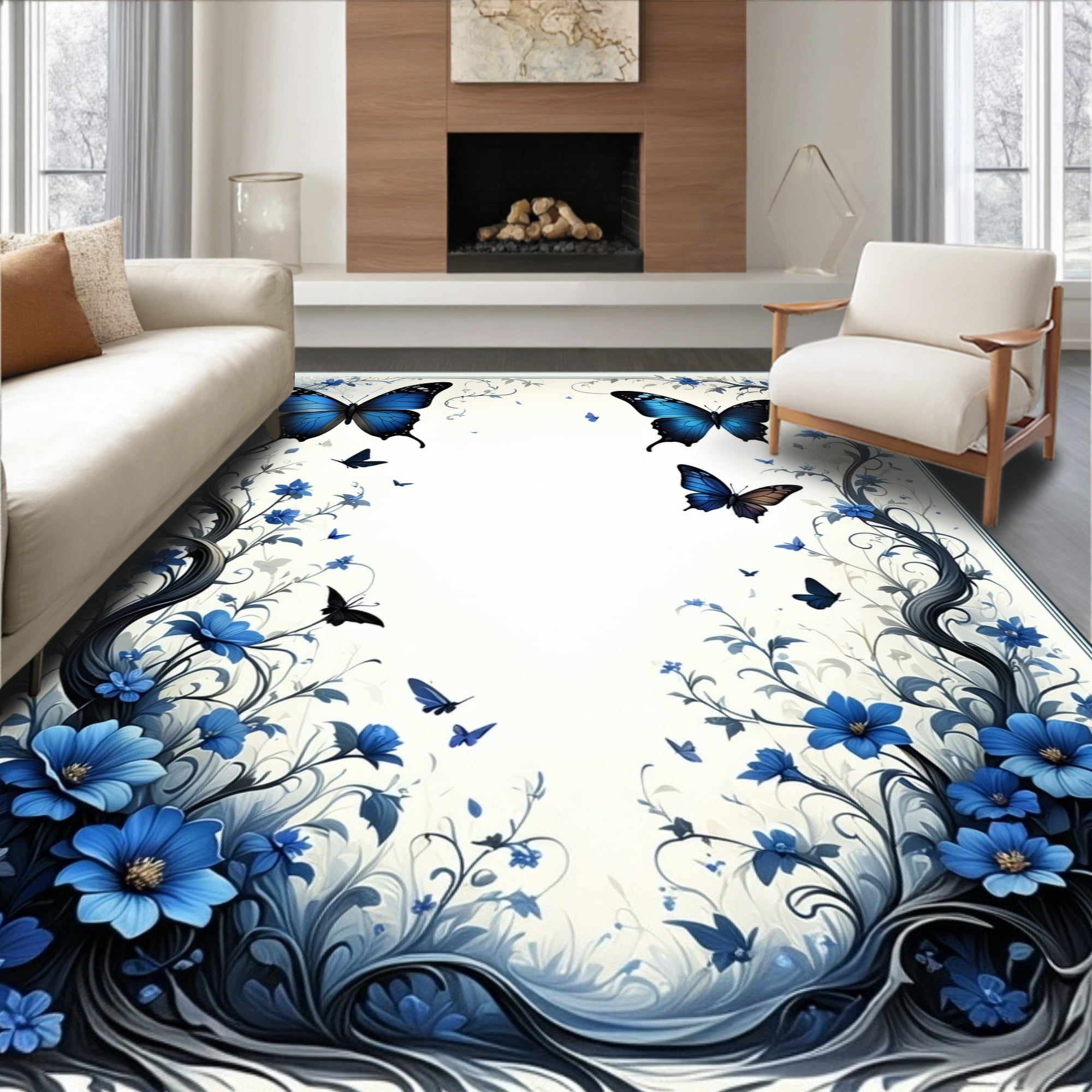 ODIKA 2'x3' Machine Washable Non-Slip Area Rug, Enchanted Floral Design ...