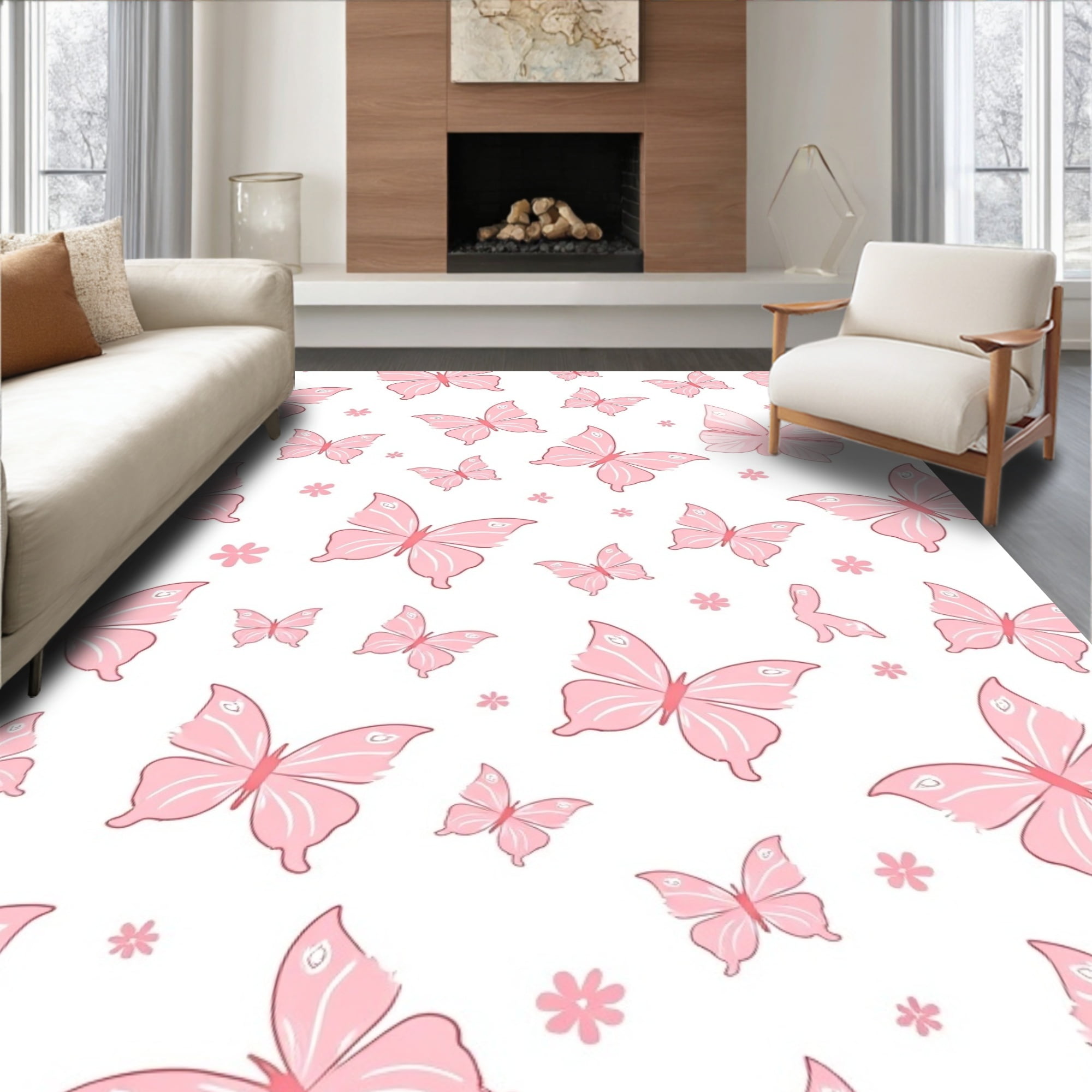 Flatwoven High Traffic Area Rug, Enchanted Flutter Garden Decorative ...