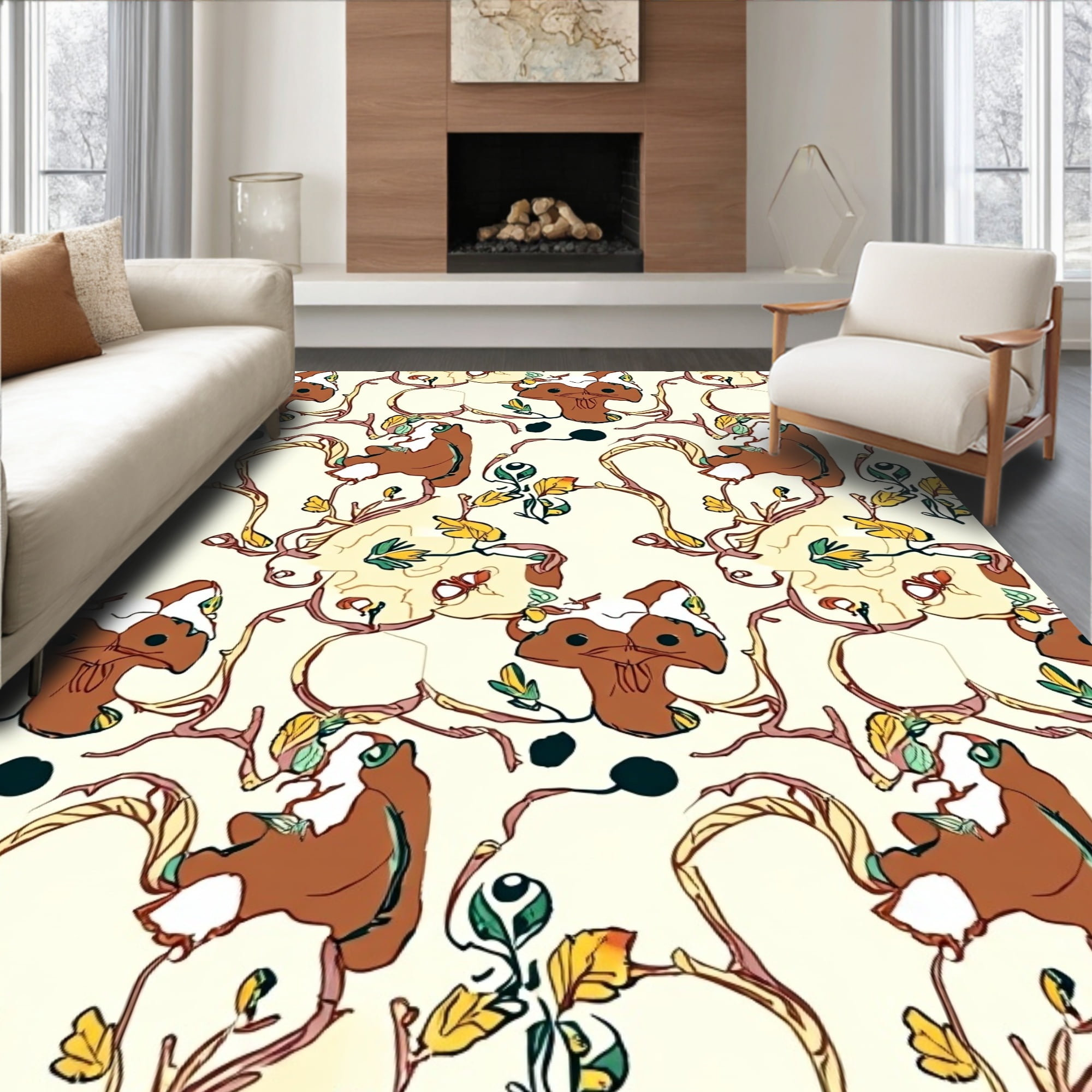 Flatwoven High Traffic Area Rug, Enchanted Forest Creatures Treasure ...