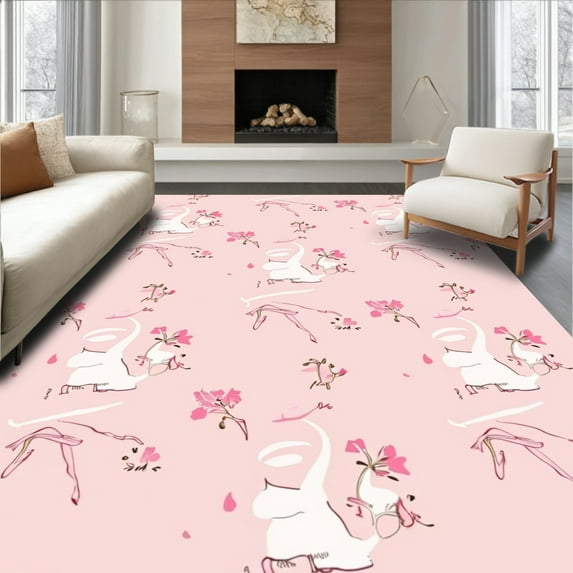 Flatwoven High Traffic Area Rug, Enchanted Forest Friends with Adorable ...