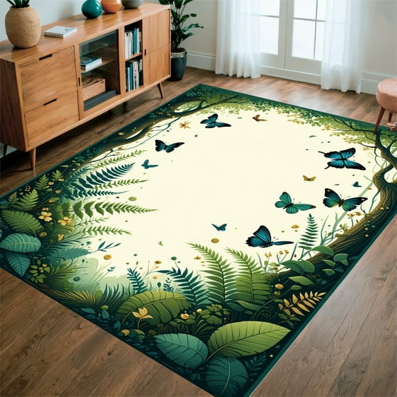 Flatwoven High Traffic Area Rug, Enchanted Forest Insect Symphony ...