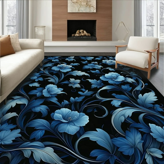 Flatwoven High Traffic Area Rug, Enchanted Garden Botanical Weave, Non ...