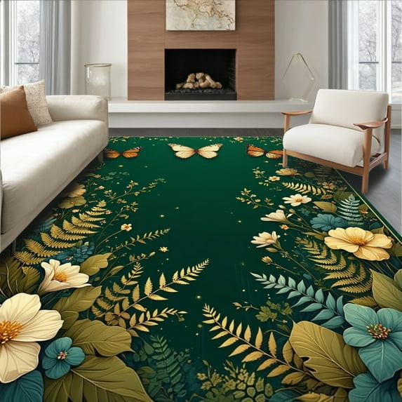 Flatwoven High Traffic Area Rug, Enchanted Garden Butterfly Collection ...