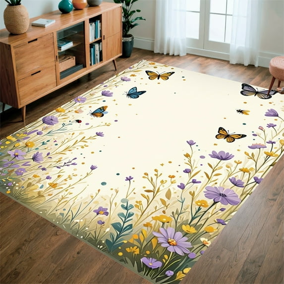Flatwoven High Traffic Area Rug, Enchanted Garden Crawlers Decorative ...