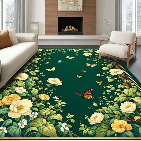 ODIKA 8'x10' Machine Washable Non-Slip Area Rug, Enchanted Garden ...