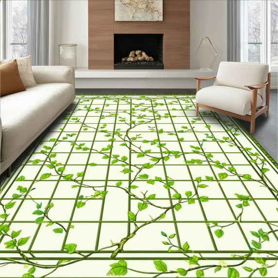 Flatwoven High Traffic Area Rug, Enchanted Garden Trellis, Non Slip ...