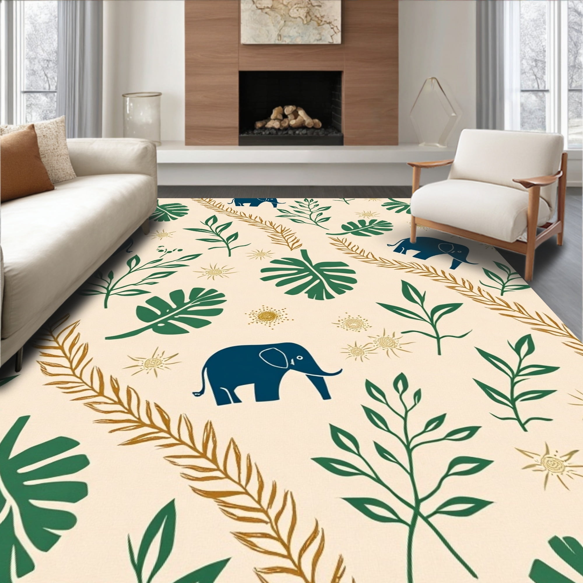 Flatwoven High Traffic Area Rug, Enchanted Jungle Trail Featuring ...