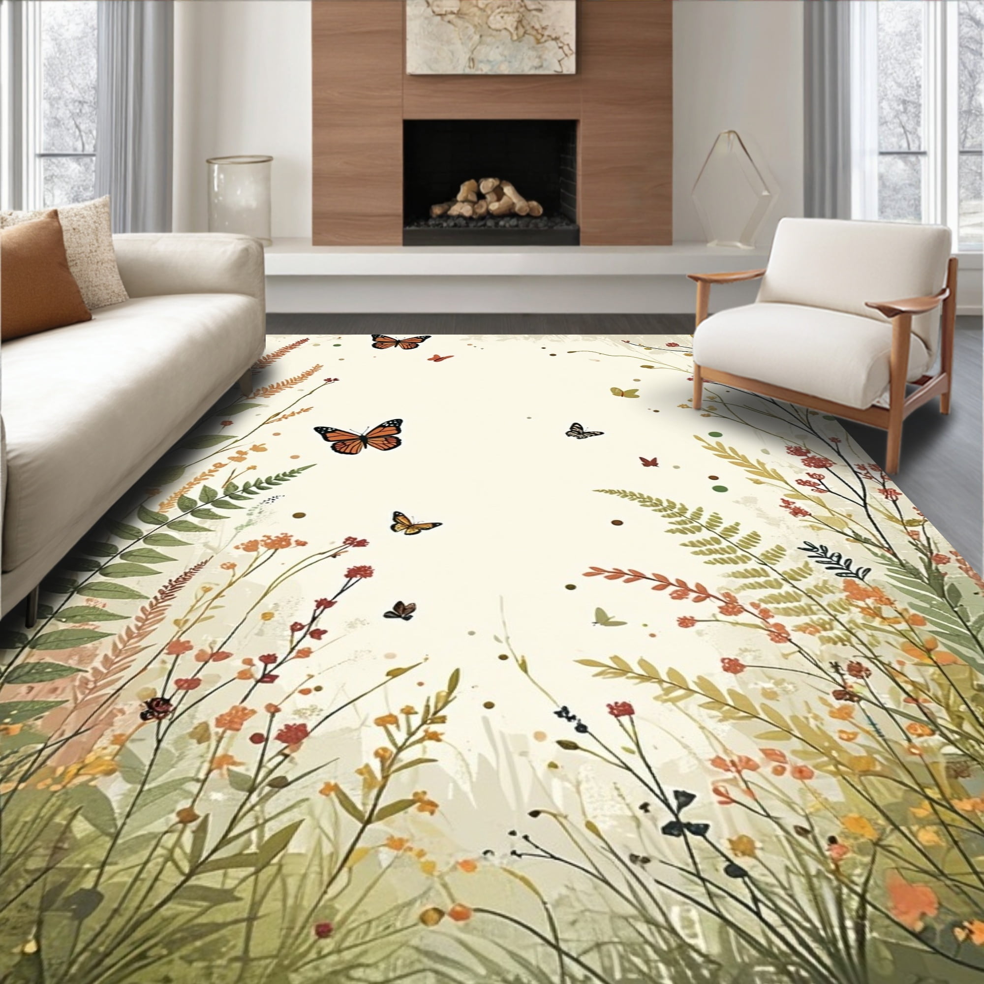 Flatwoven High Traffic Area Rug, Enchanted Meadow Bug and Fern ...