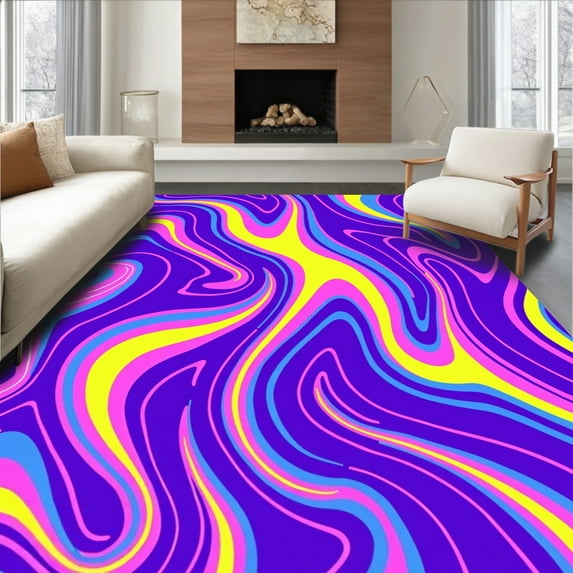 Flatwoven High Traffic Area Rug, Enchanted Spectrum Wave Design Touch ...