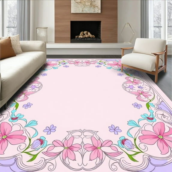 Flatwoven High Traffic Area Rug, Enchanted Unicorn Garden Throw with ...