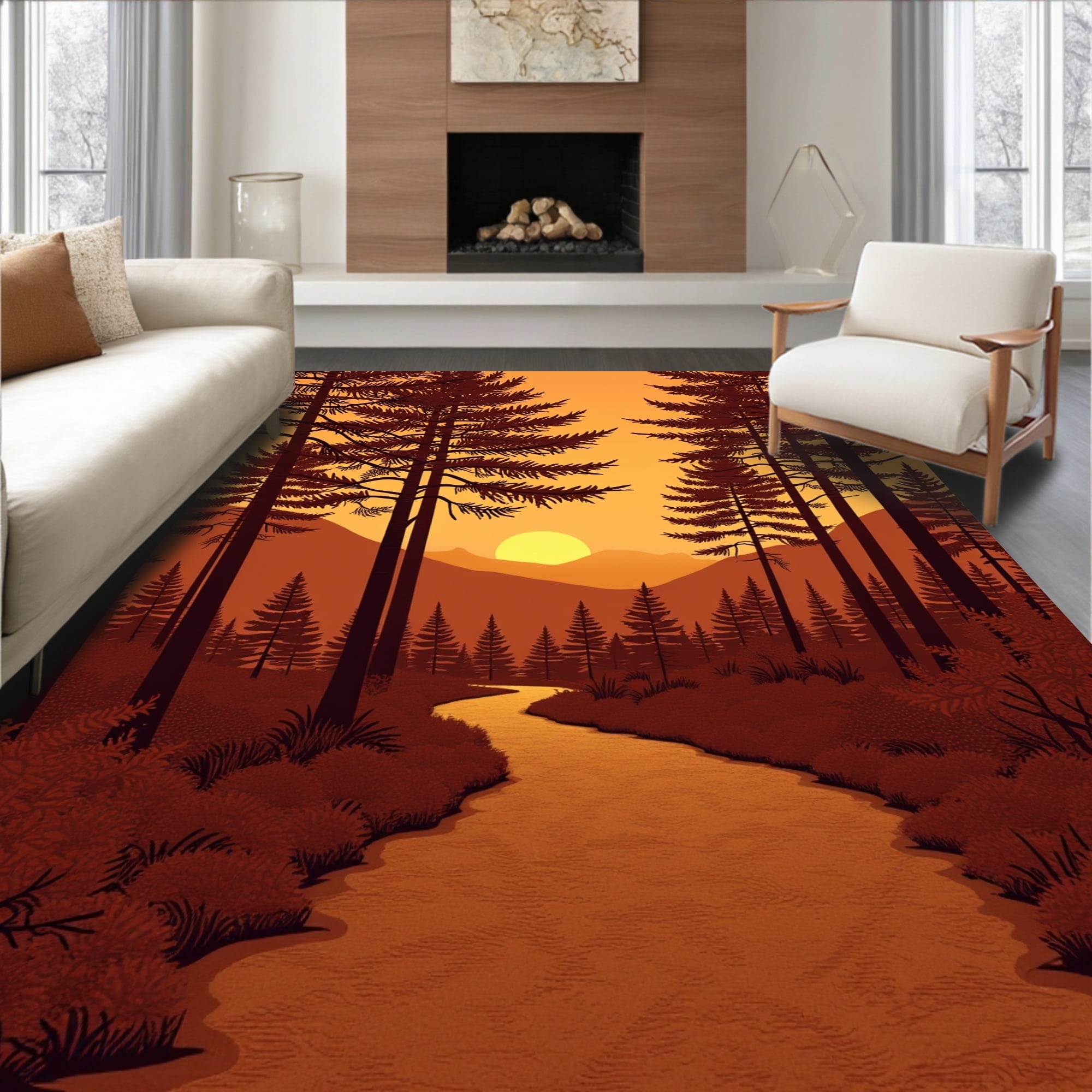 Flatwoven High Traffic Area Rug, Enchanted Woodland Path Adventure, Non ...