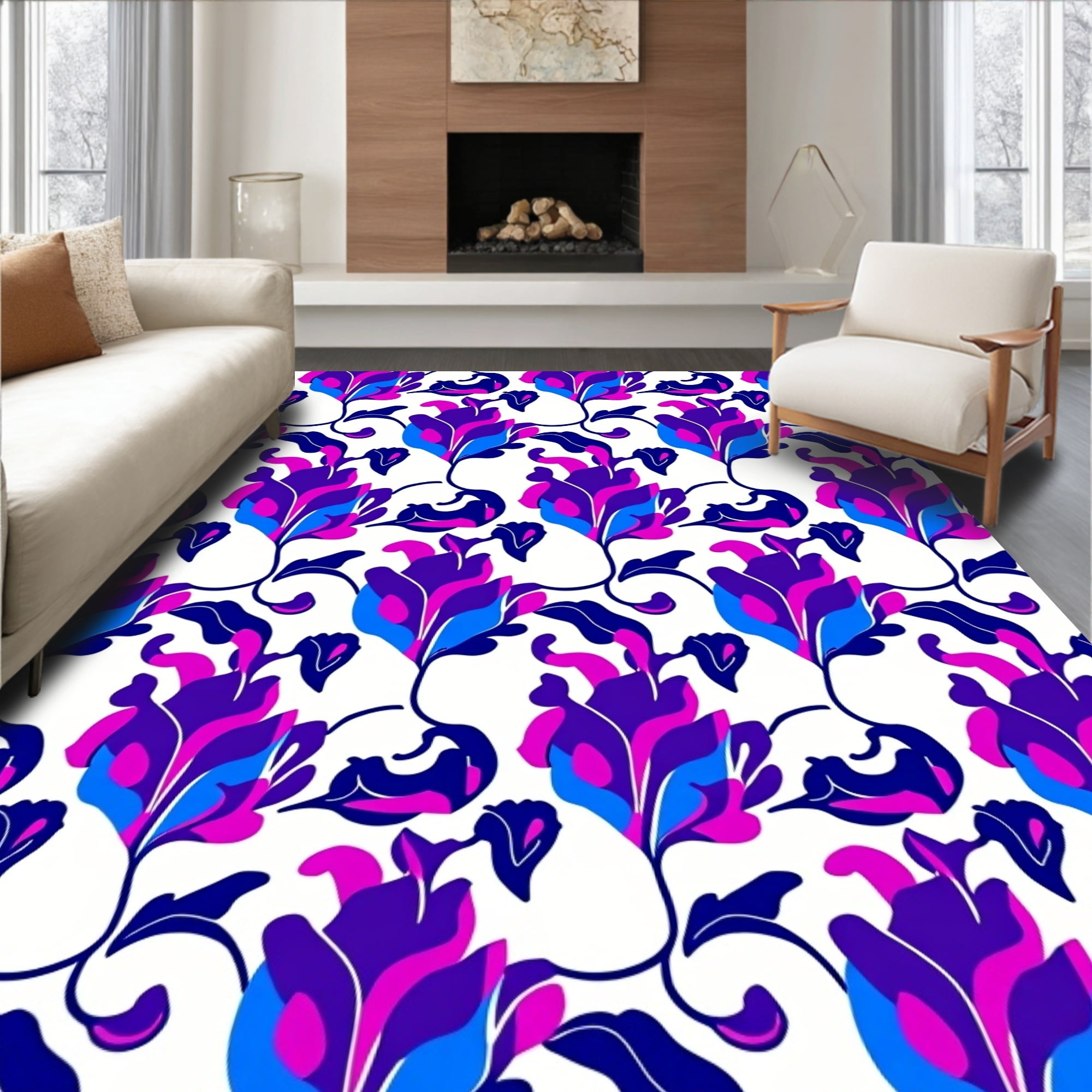 Flatwoven High Traffic Area Rug, Enchanting Floral Cascade with Vibrant ...