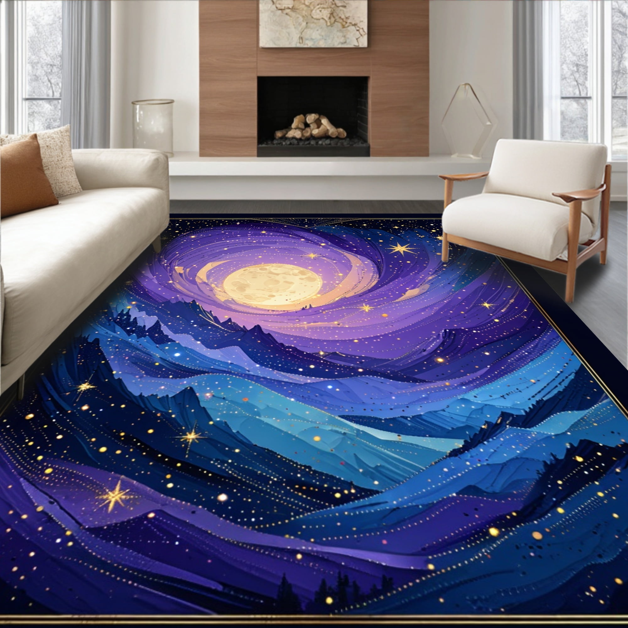 Flatwoven High Traffic Area Rug, Enchanting Stardust Inspired Full of ...