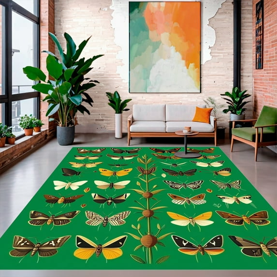 Flatwoven High Traffic Area Rug, Entomologist Dream with Butterfly and ...