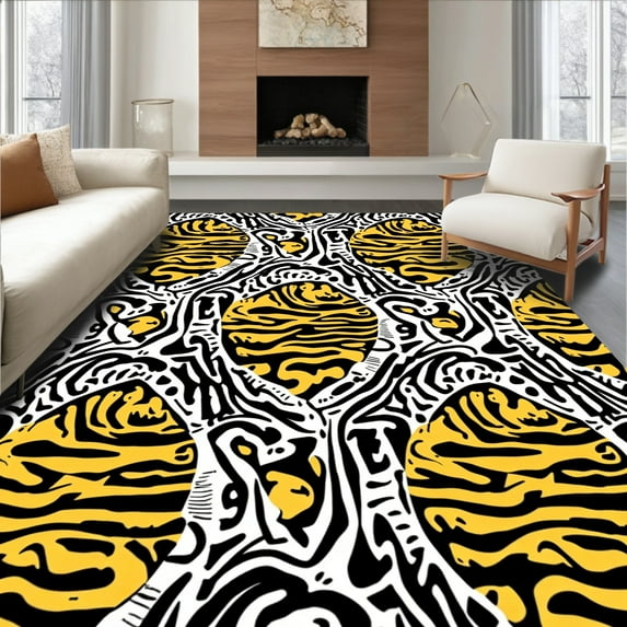 Flatwoven High Traffic Area Rug, Exotic Animal Print Blend of Tiger ...