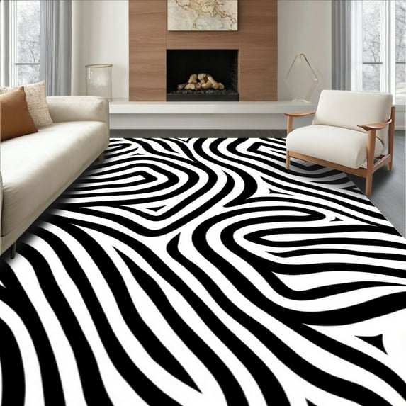 Flatwoven High Traffic Area Rug, Exotic Savanna Inspired Monochrome ...