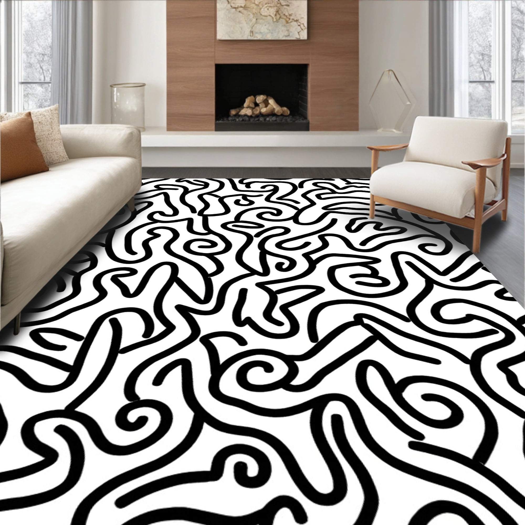 Flatwoven High Traffic Area Rug, Exotic Wild Pathways Motif with ...