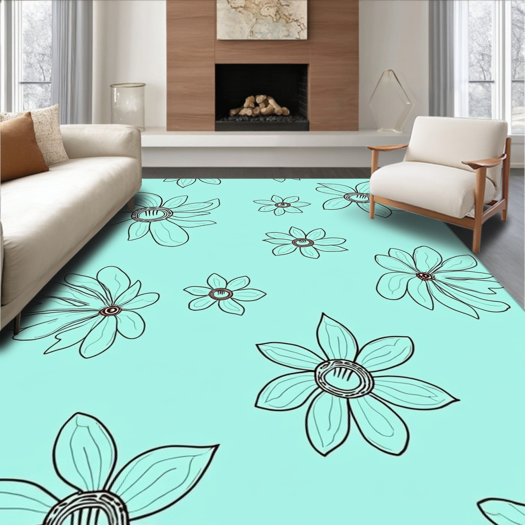 Flatwoven High Traffic Area Rug, Exquisite Floral and Peacock Fusion ...