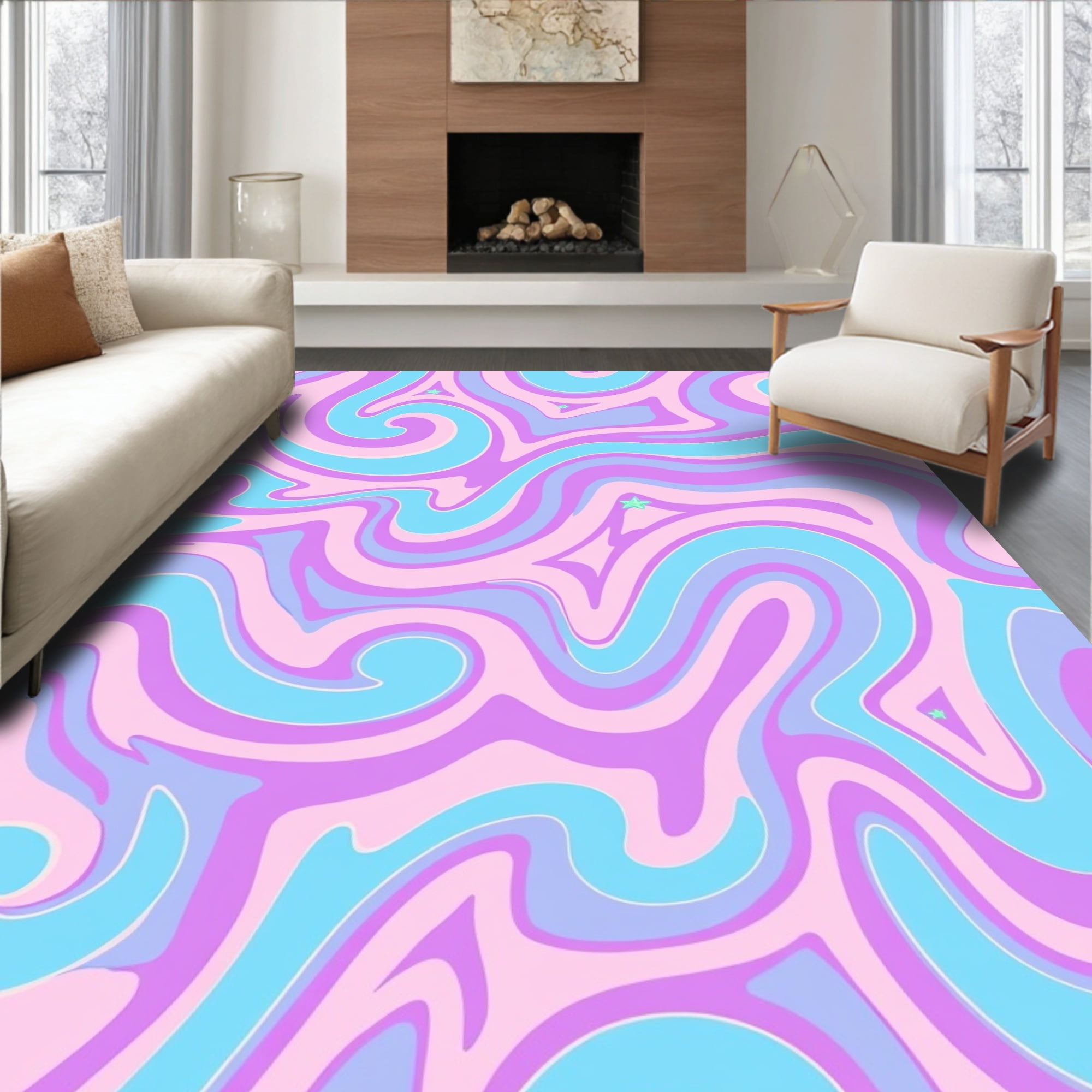 ODIKA 2'x3' Machine Washable Non-Slip Area Rug, Fantastical Bubble Gum ...