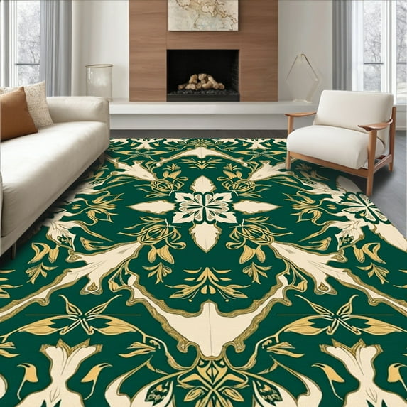 Flatwoven High Traffic Area Rug, Farmhouse Charm Featuring Stylized ...