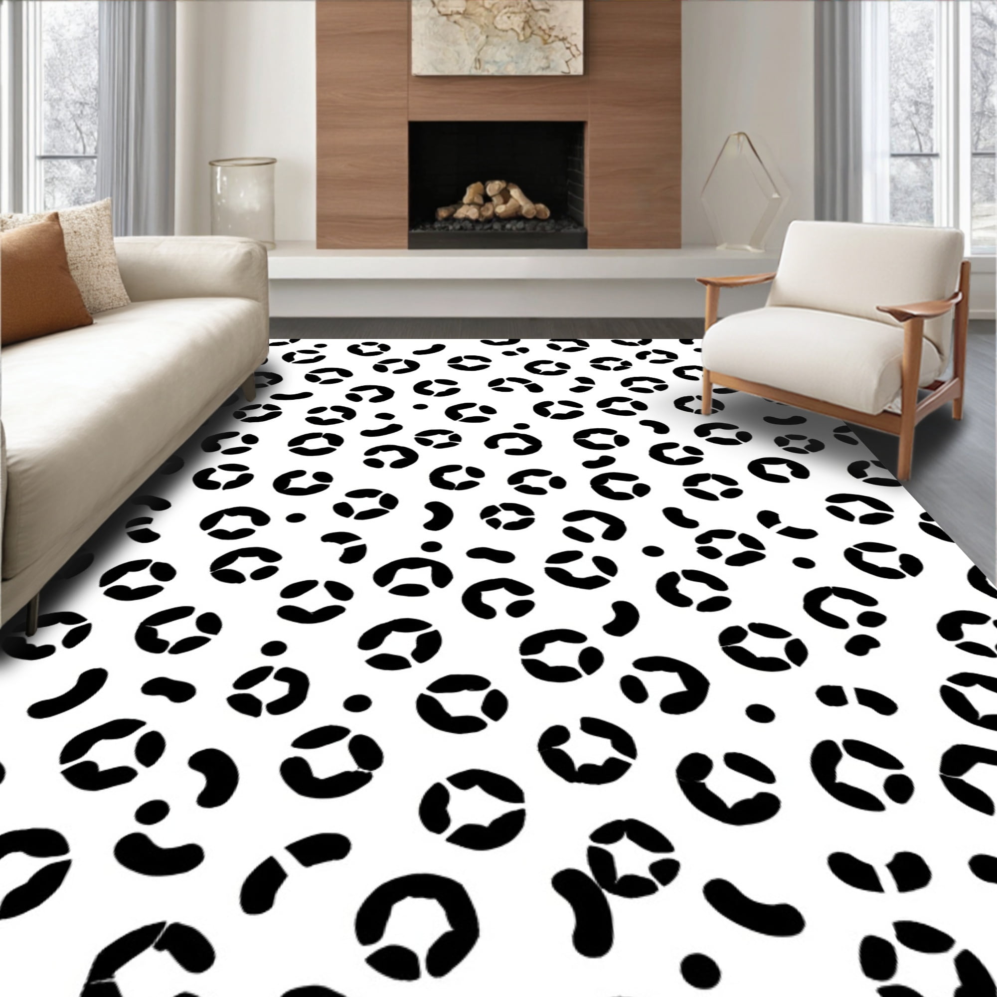 ODIKA 5'x7' Machine Washable Non-Slip Area Rug, Farmhouse Spotted ...