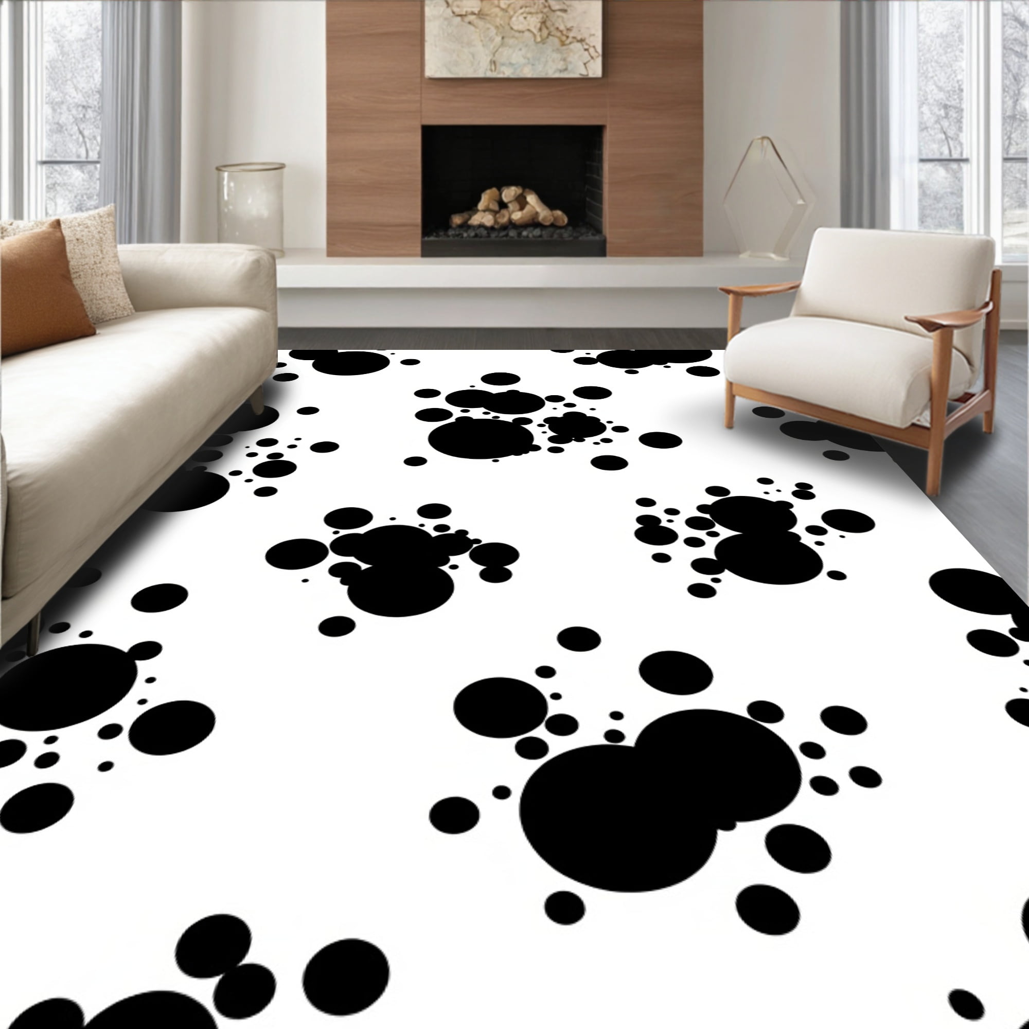 ODIKA 8' Machine Washable Non-Slip Area Rug, Farmhouse Spotted Tie Dye ...