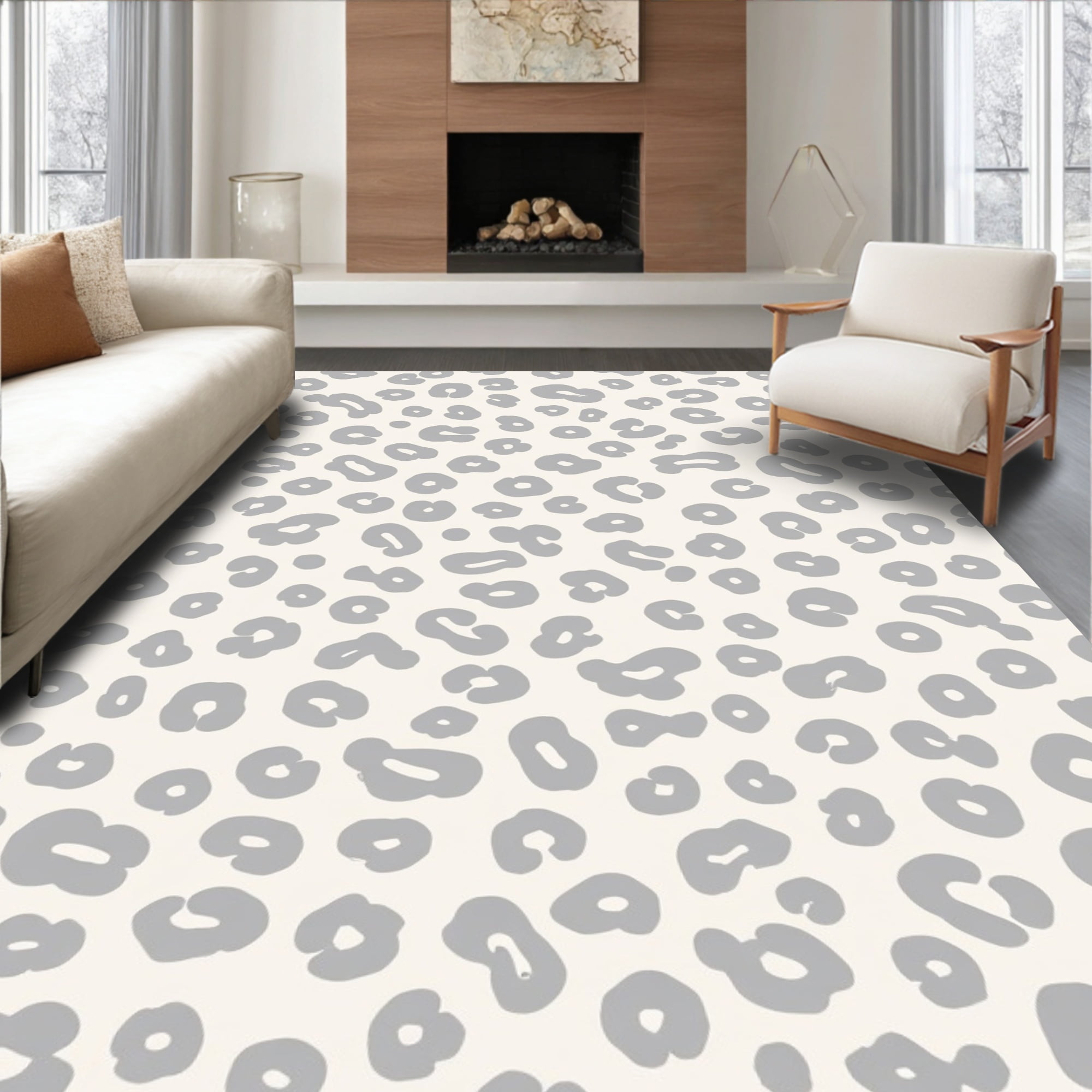 Flatwoven High Traffic Area Rug, Feline Elegance Modern Animal Print ...