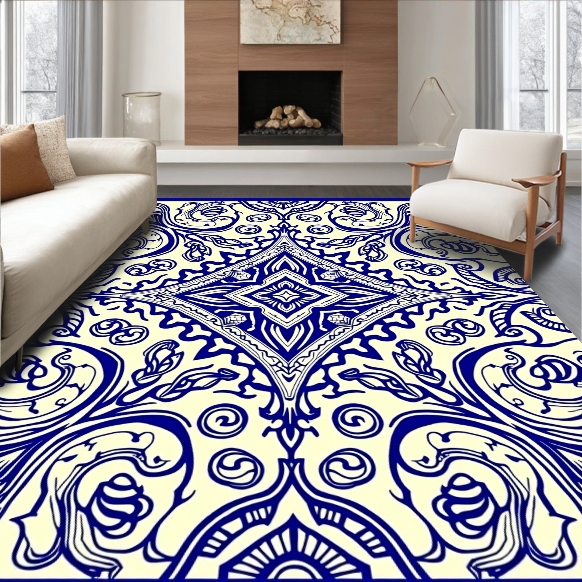 Flatwoven High Traffic Area Rug, Flowing Paisley Teardrop with Ornate ...