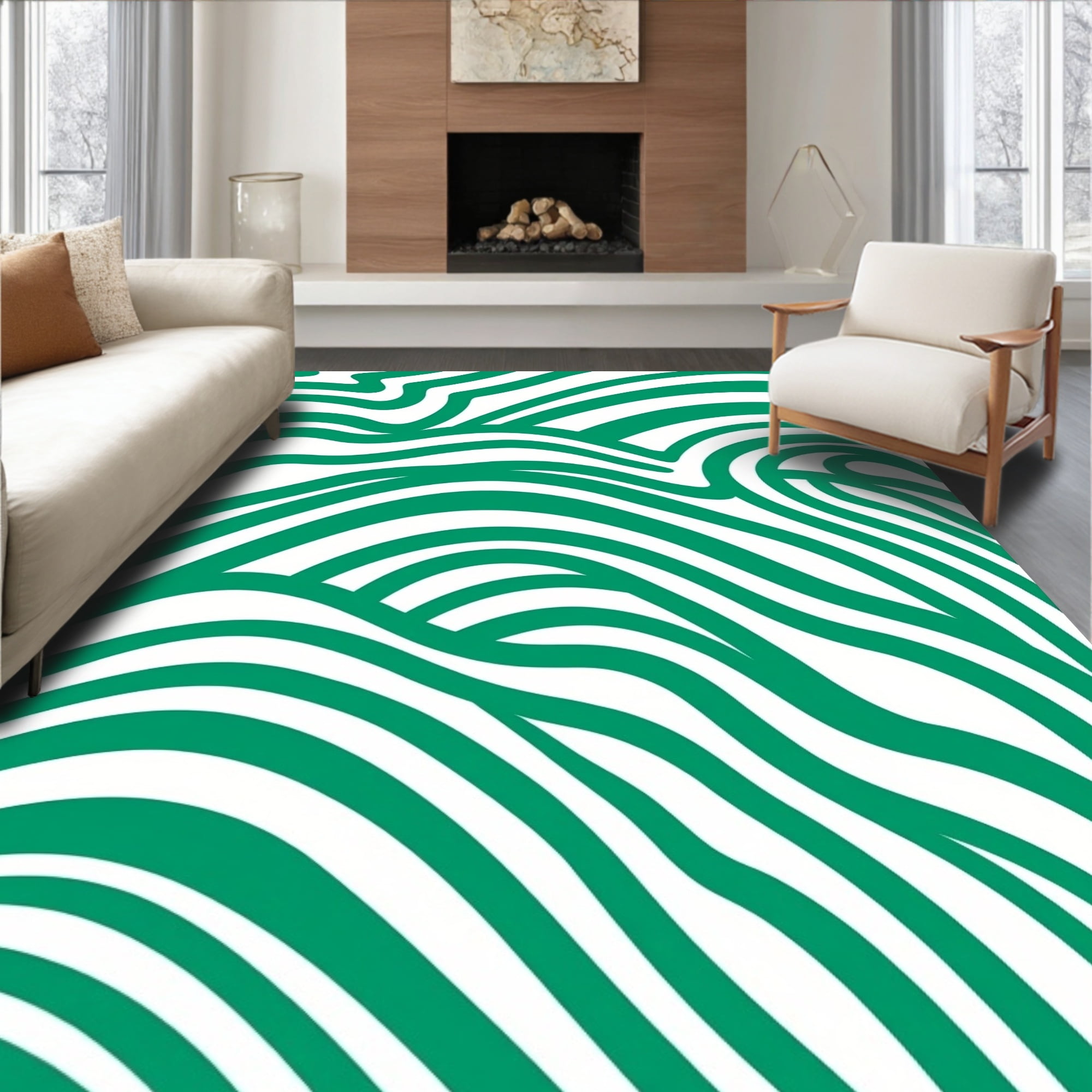 Flatwoven High Traffic Area Rug, Flowing Wave Abstract Design Modern ...